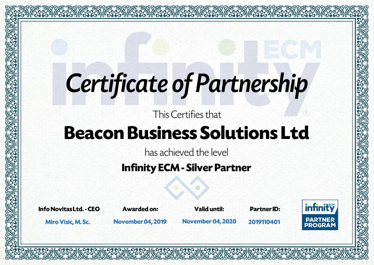 Certificate of Partnership for Beacon Business Solutions Ltd - APPCRO BMS